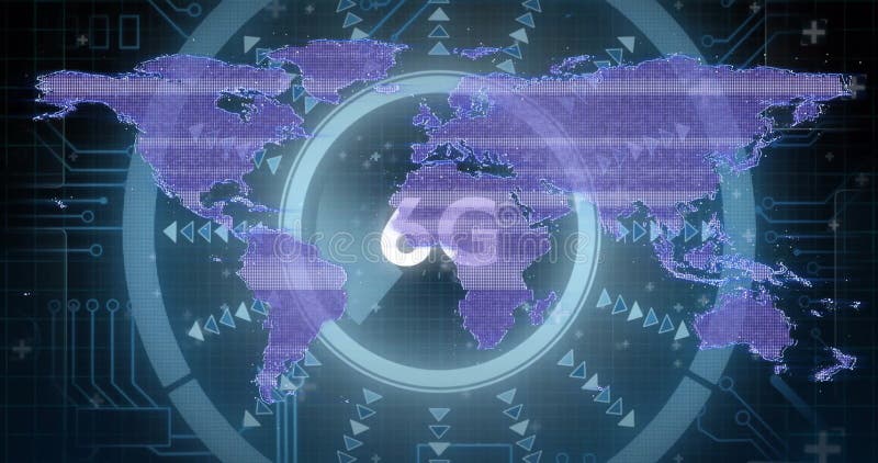 3G Text Overlaying Digital World Map with Animation on Technology ...