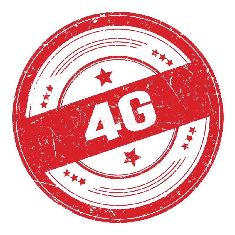 4G Text on Red Round Grungy Stamp Stock Illustration - Illustration of ...