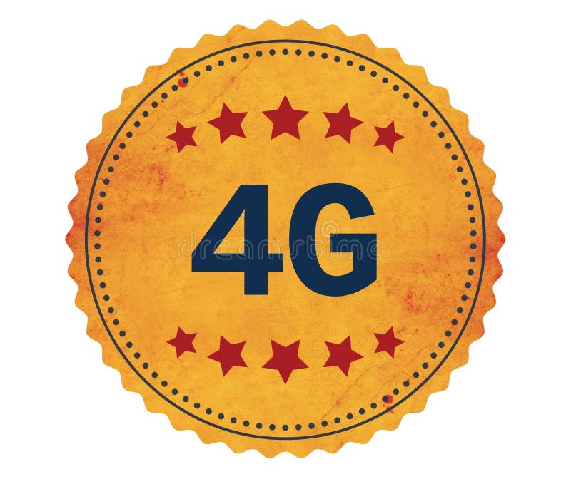4G Text, on Vintage Yellow Sticker Stamp. Stock Illustration ...