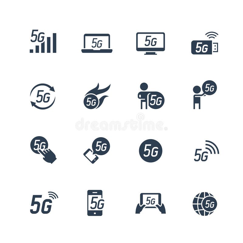 5th Generation Mobile Network, 5G Wireless System Stock Illustration ...