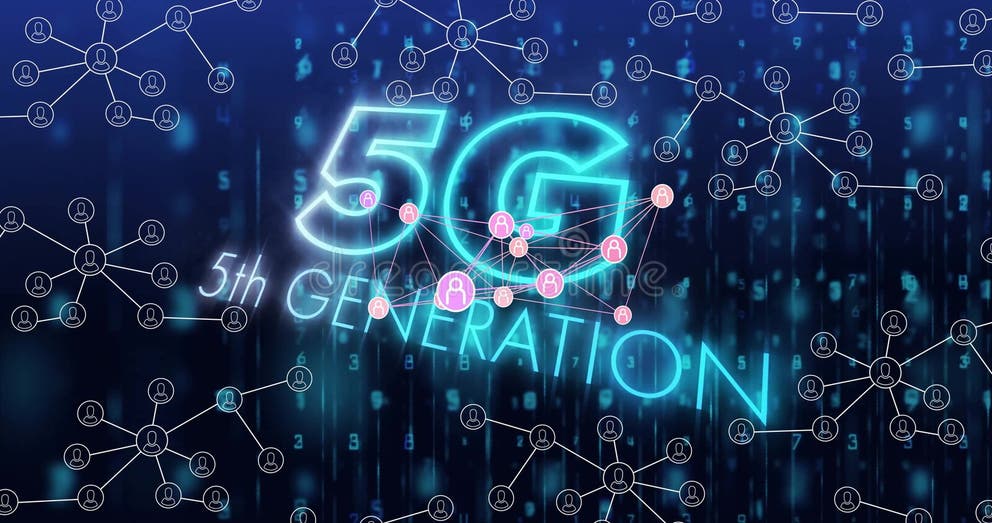 5G 5th Generation Network Connections and Data Processing Image Over ...
