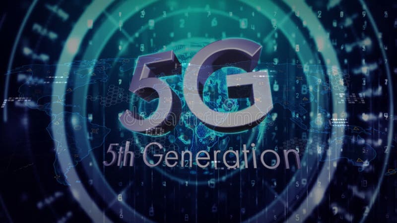 5G 5th Generation Text Animation Over Digital World Map and Data Network Stock Video - Video of ...