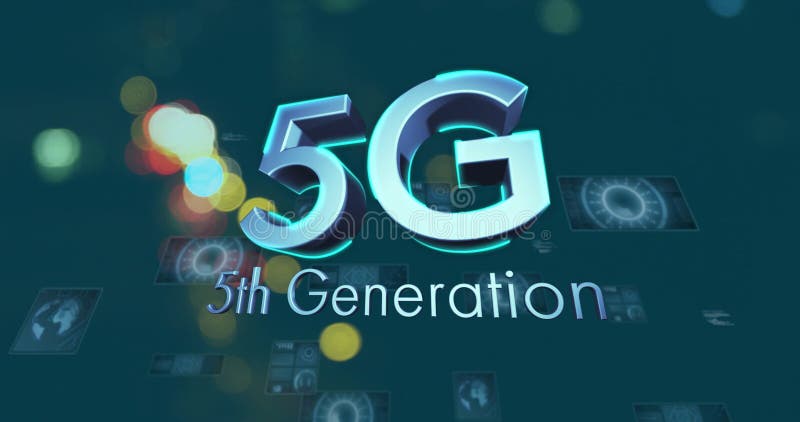 5G 5th Generation Text Image Over Futuristic Technology Icons and Bokeh ...