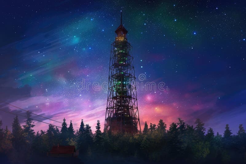 5g Tower Against a Starry Night Sky Stock Image - Image of cell ...