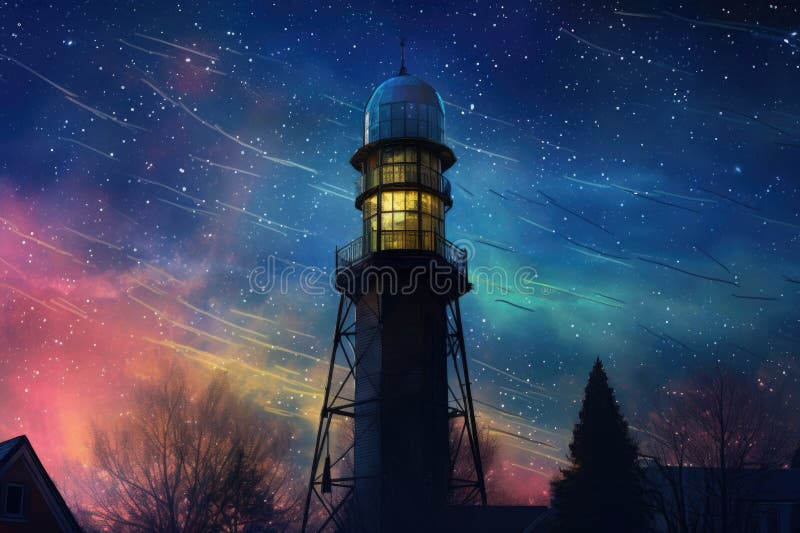 5g Tower Against a Starry Night Sky Stock Illustration - Illustration ...