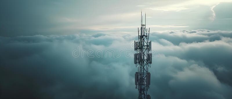 5G Tower Rising Above Clouds - Futuristic Connectivity. Concept 5G Technology, Telecom Stock ...