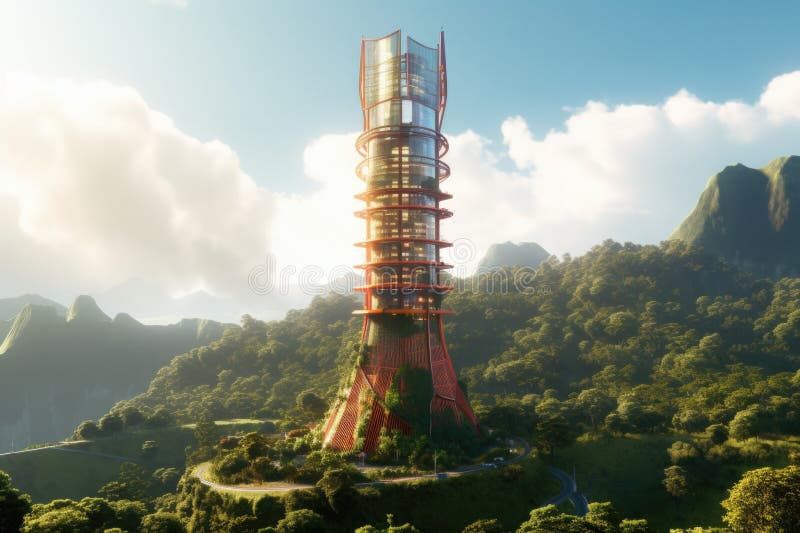 5g Tower with Solar Panels for Eco-friendly Power Stock Illustration ...