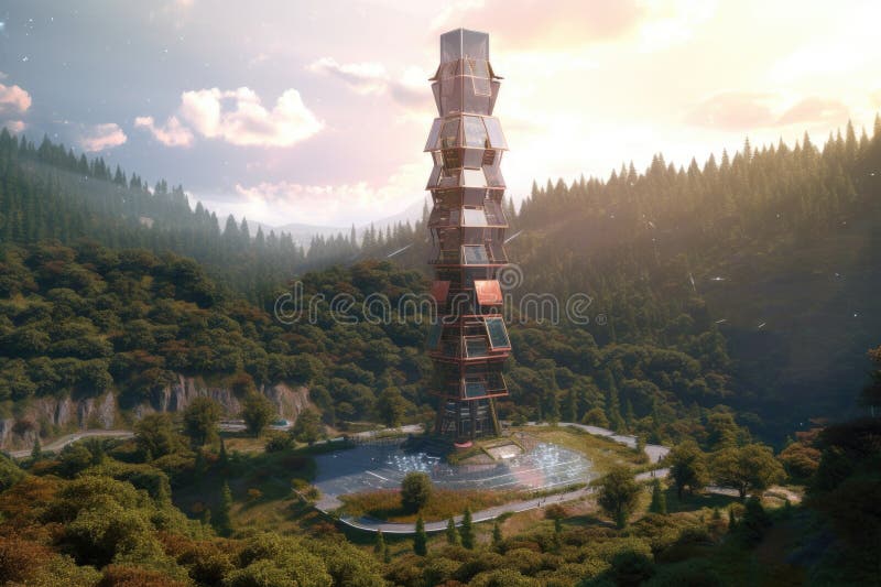 5g Tower with Solar Panels for Eco-friendly Power Stock Illustration ...