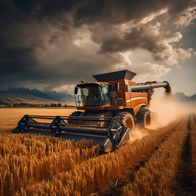 G Wheat Crop in a Combine Harvester Stock Illustration - Illustration ...