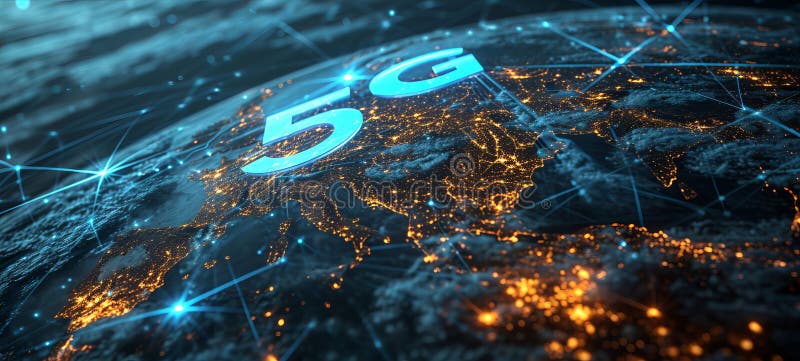 5G Wireless Internet Connection Symbol Against the Backdrop of ...