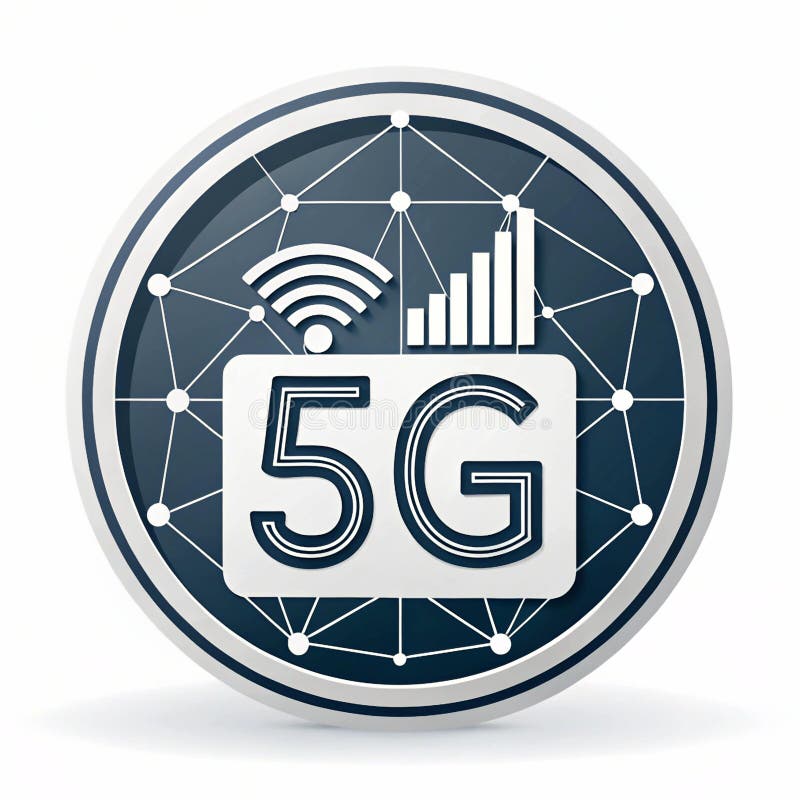 5G Wireless Network Technology Icon with White Background Stock ...