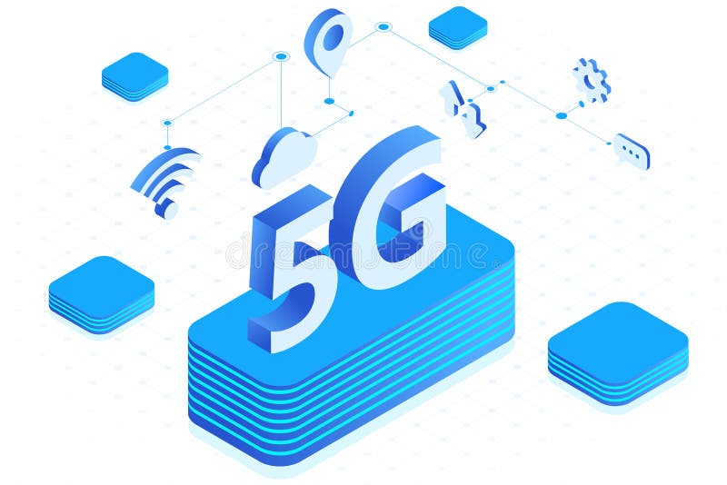 5G Wireless Network Technology Vector Illustration, Big Letter 5G and ...