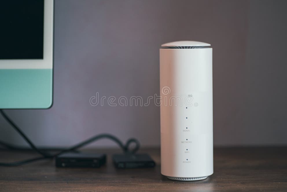 Close Up Shot of 5G Router on Desk Stock Image - Image of router, wifi ...