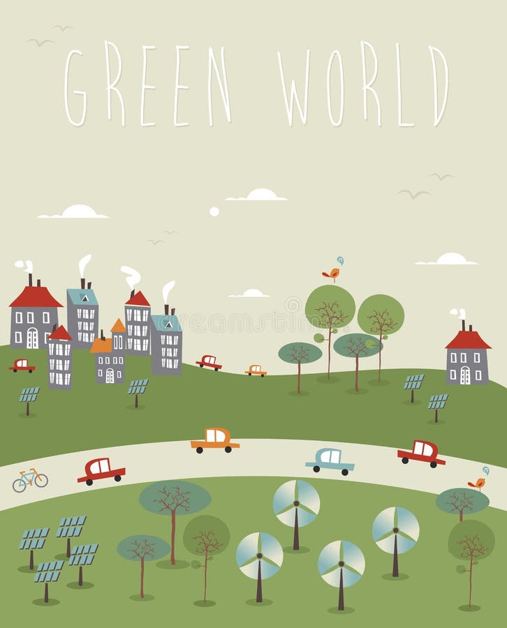 Groene Wereld Ecologic Elementen. Vector Illustratie - Illustration of ...