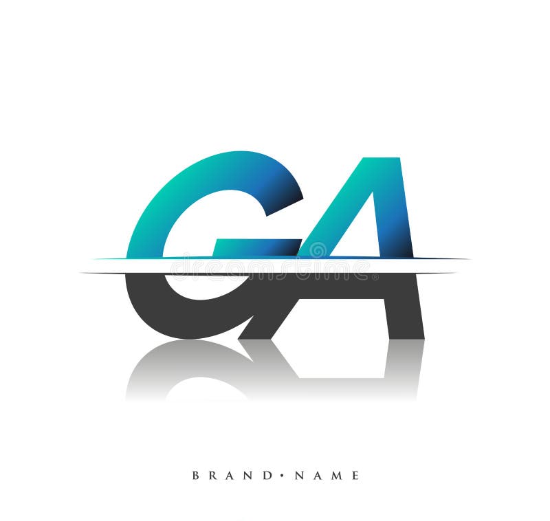 GA Initial Logo Company Name Colored Black and Blue, Simple and Modern ...