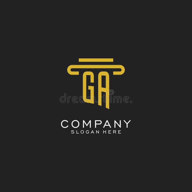 GA Initial Logo with Simple Pillar Style Design Stock Illustration ...