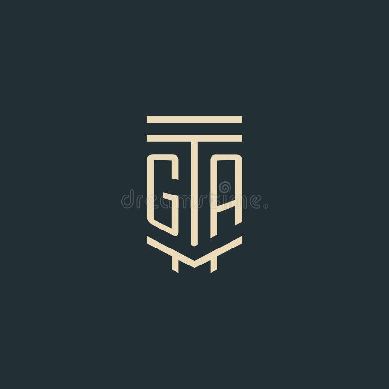 GA Initial Monogram with Simple Line Art Pillar Logo Designs Stock ...