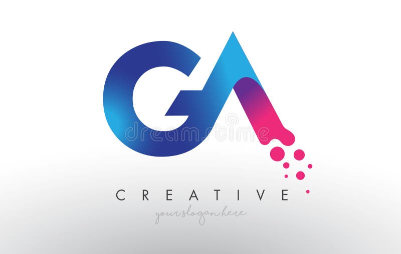 GA Letter Design with Creative Dots Bubble Circles and Blue Pink Colors ...