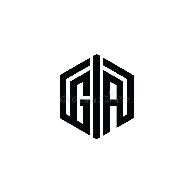 GA Letter Logo Monogram Hexagon Shape with Connect Outline Design ...