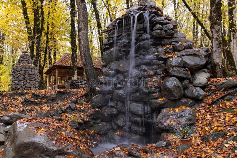 Gabala Azerbaijan 10 31 2021 Artificial Beautiful Waterfall Recreation ...