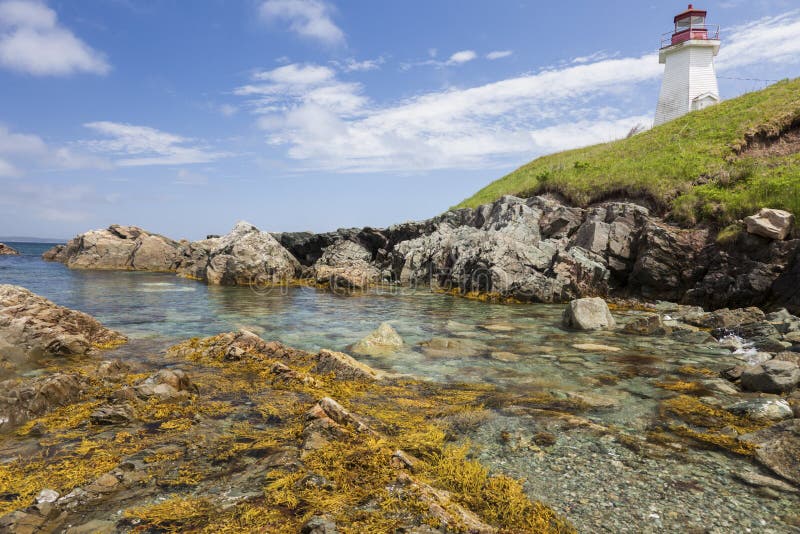 Gabarus Lighthouse in Nova Scotia Stock Image - Image of landscape ...