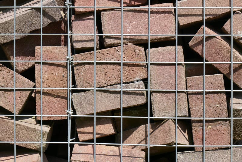 Gabion with Concrete Blocks Stock Photo - Image of material, gabion ...