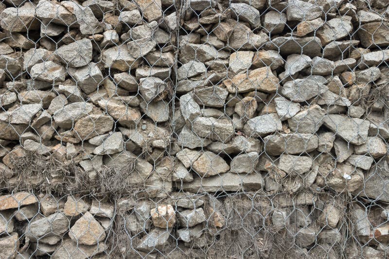 Gabion Fence from Mesh with Stones Stock Image - Image of gravel ...