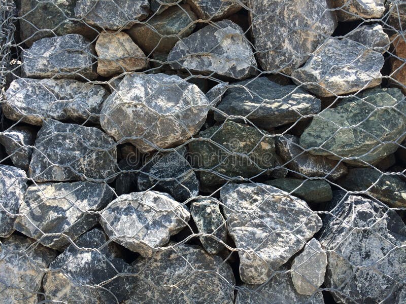 Gabion Retaining Wall Background Stock Image - Image of erosion ...