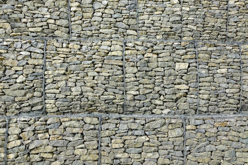 Gabion Retaining Wall Background or Texture Stock Image - Image of ...