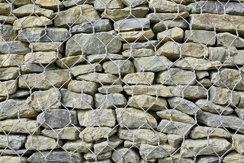 Gabion Retaining Wall Background or Texture Stock Image - Image of road ...