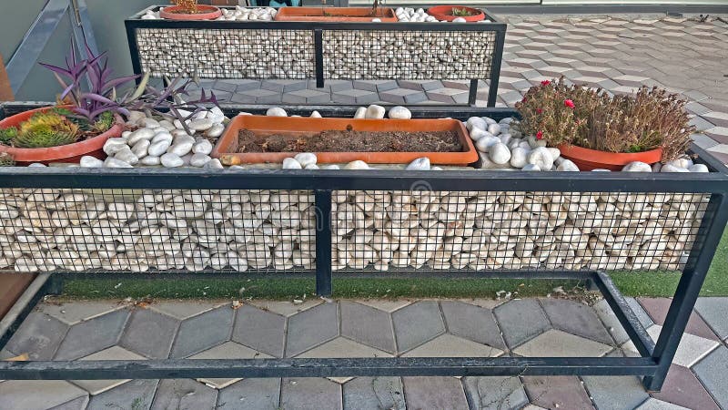 Gabion Stone Filled Fence Panel Stock Image - Image of granite, closeup ...