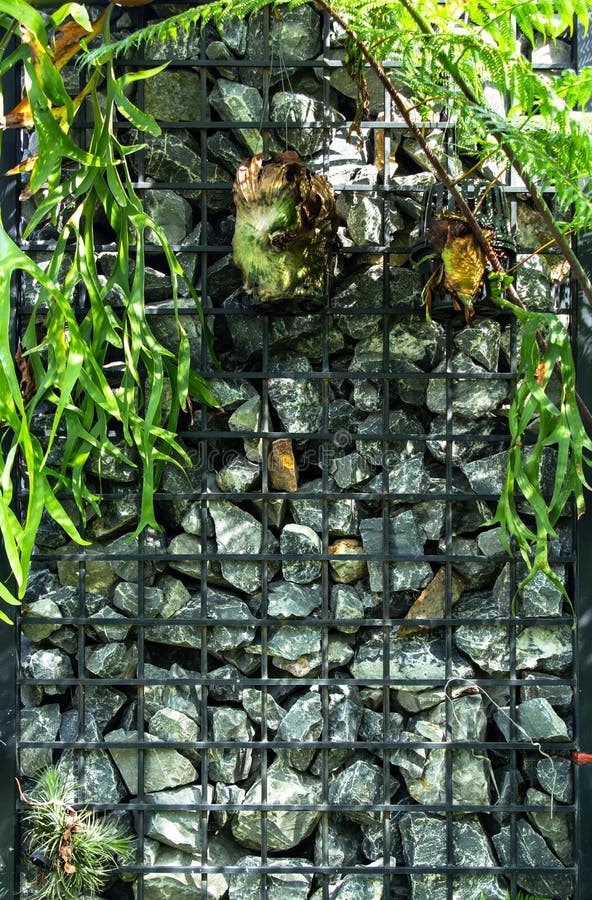 Gabion Stone Wall with Metal Grid Stock Image - Image of stones, cage ...