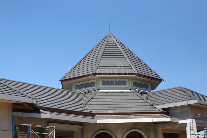 Gable and Angle of the Roof of a House Under Construction during Stock ...