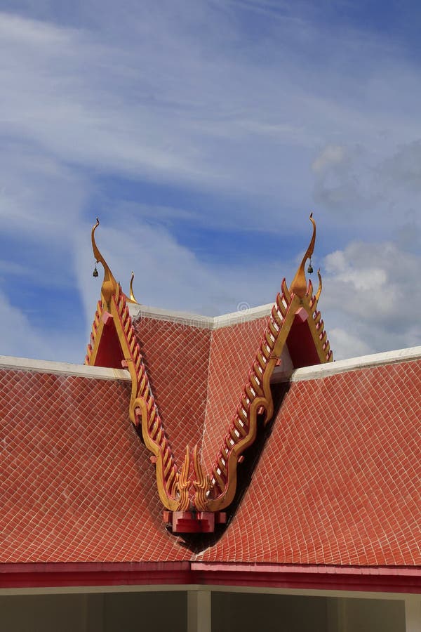 The Gable Roof Temple on the Back of the Sky Stock Image - Image of ...