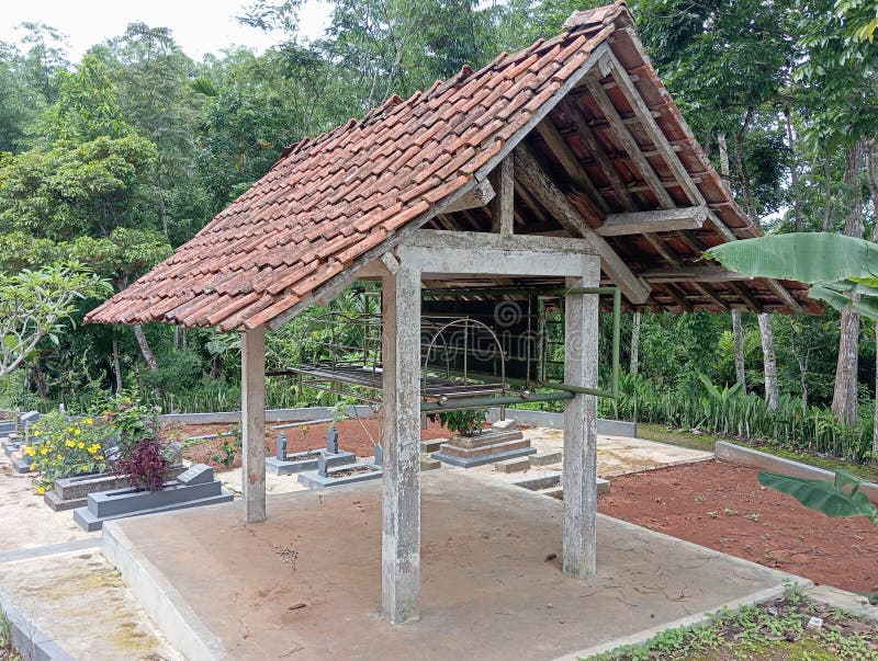 Gable-roofed Building on Graveyard Stock Photo - Image of building ...