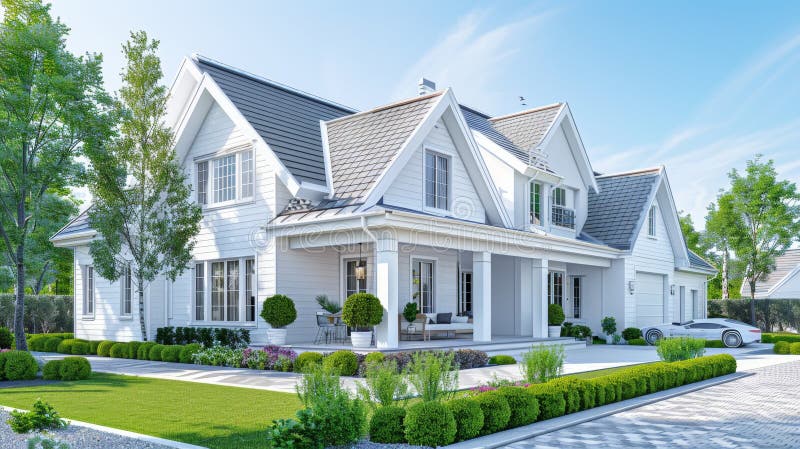 Gabled Roof with Customizable Shingles for Suburban Homes Stock ...