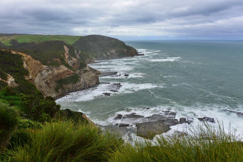 The Gables Coastline As Viewed from Moonlight Head in Victoria Stock ...