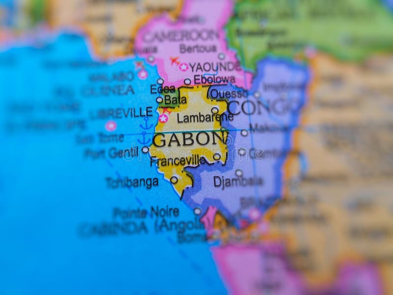 Gabon Country and Location on Map, Macro Shot and Close-up of Gabon on ...