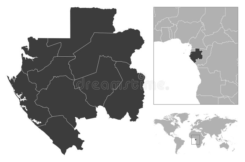 Gabon Detailed Country Outline And Location On World Map Stock