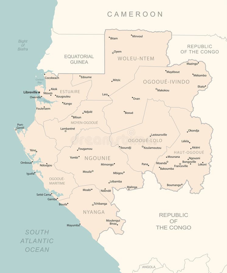 Gabon - Detailed Map with Administrative Divisions Country Stock ...