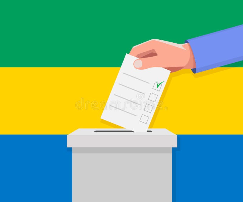 Gabon Election Concept. Hand Puts Vote Bulletin Stock Illustration ...
