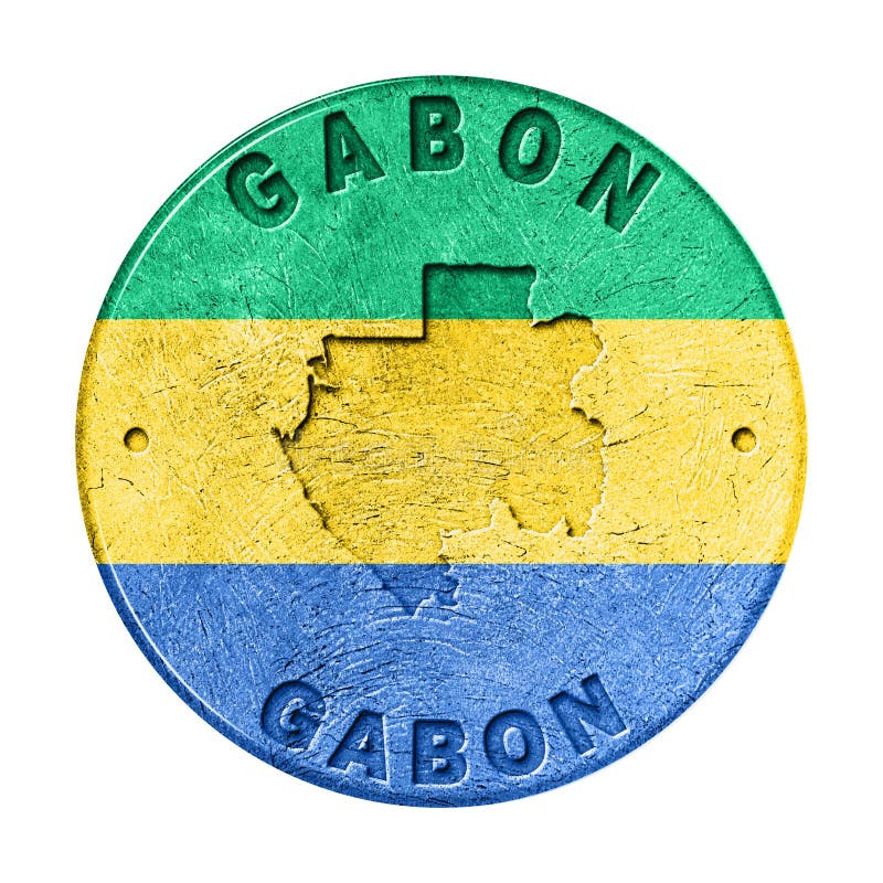 Gabon Flag Button with Map stock illustration. Illustration of blue ...
