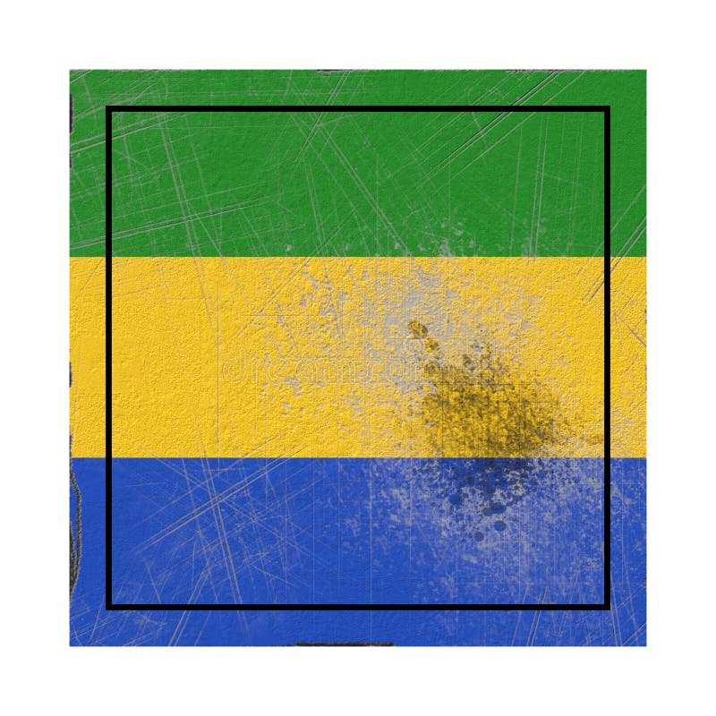 Gabon Flag in Concrete Square Stock Illustration - Illustration of ...