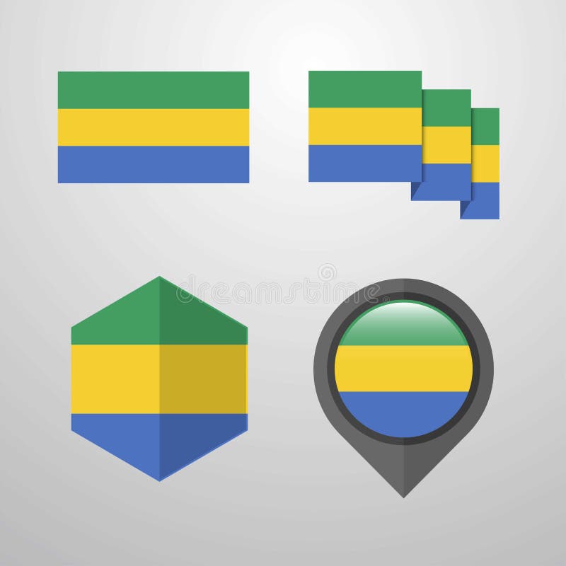 Gabon Flag Design Set Vector Stock Vector - Illustration of icon ...