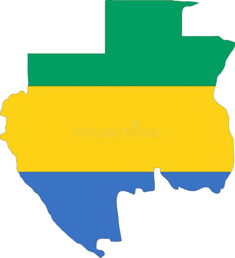 Gabon Flag in Map, Gabon Map with Flag, Country Map, Gabon Map with ...