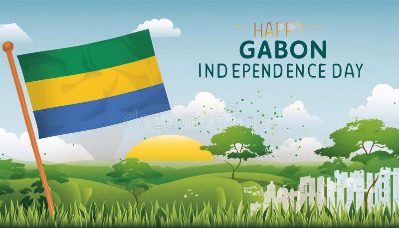 Gabon Independence Day Poster Design with Gabon Flag Stock Illustration ...