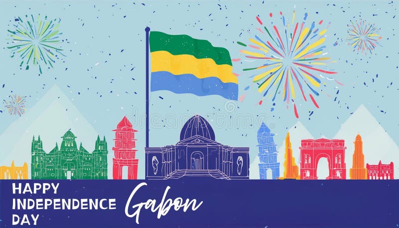 Gabon Independence Day Poster Design with Gabon Flag Stock Illustration ...