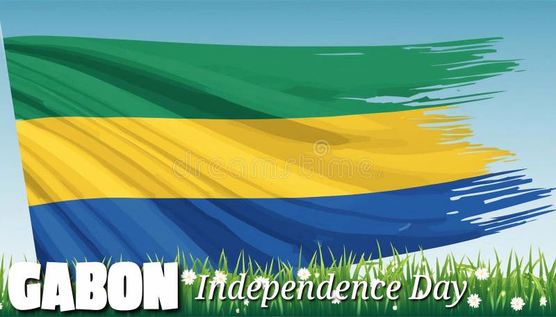 Gabon Independence Day Poster Design with Gabon Flag Stock Illustration ...