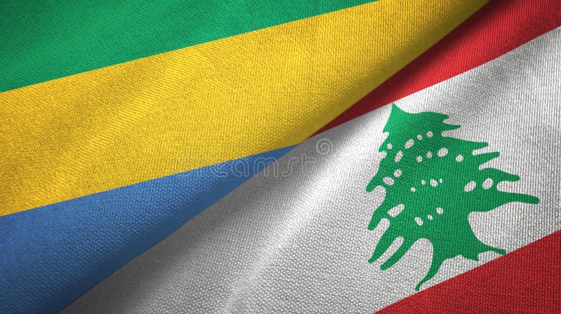 Gabon and Lebanon Two Flags Textile Cloth, Fabric Texture Stock ...