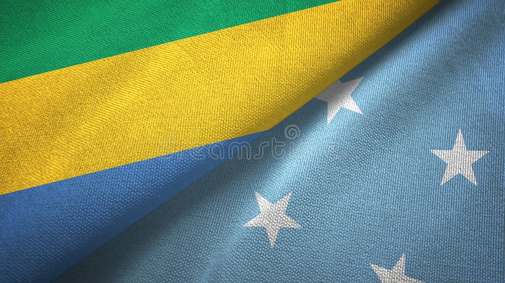 Gabon and Micronesia Two Flags Textile Cloth, Fabric Texture Stock ...